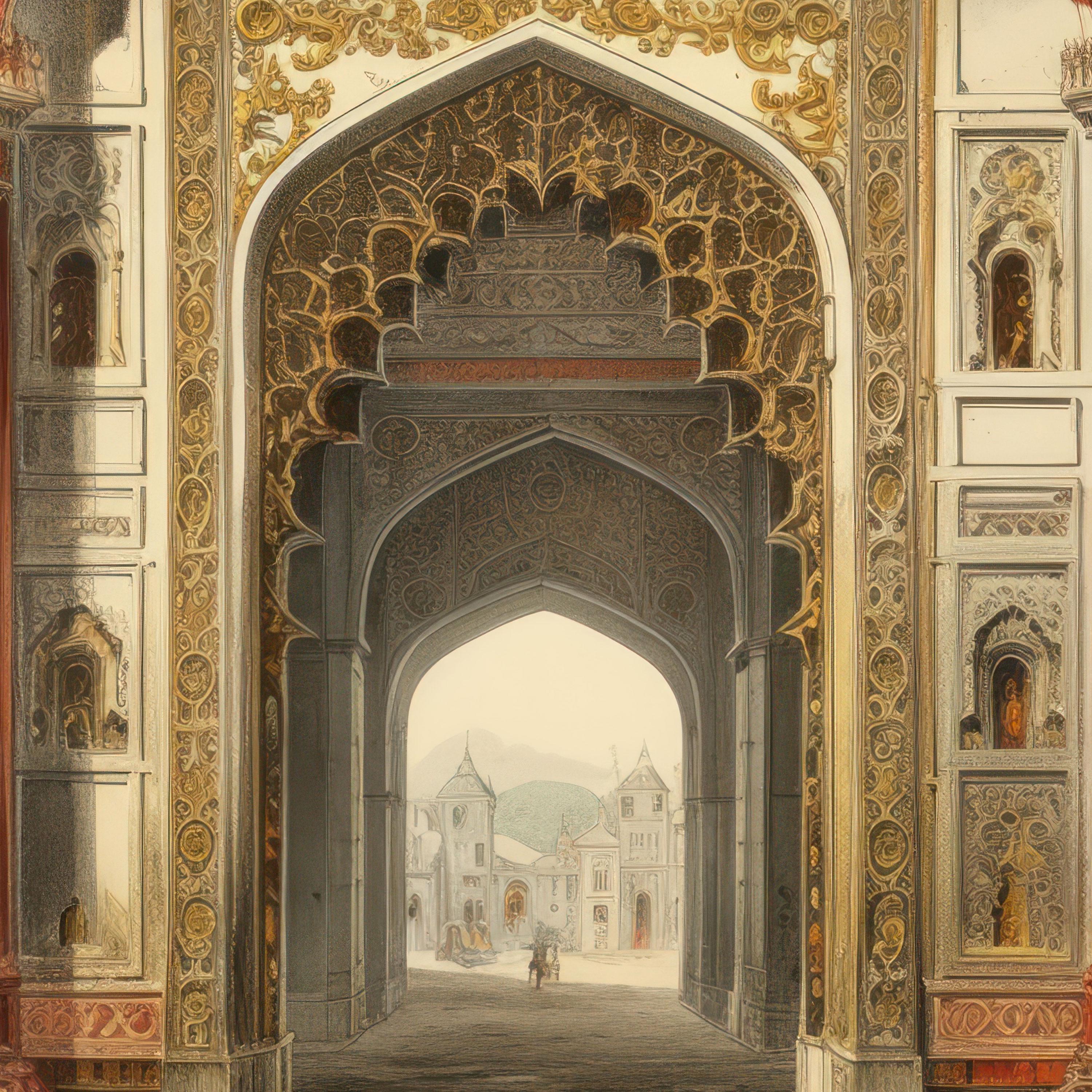 Mughal Mosque Canvas Painting | Islamic Architecture Wall Art With Dome ...