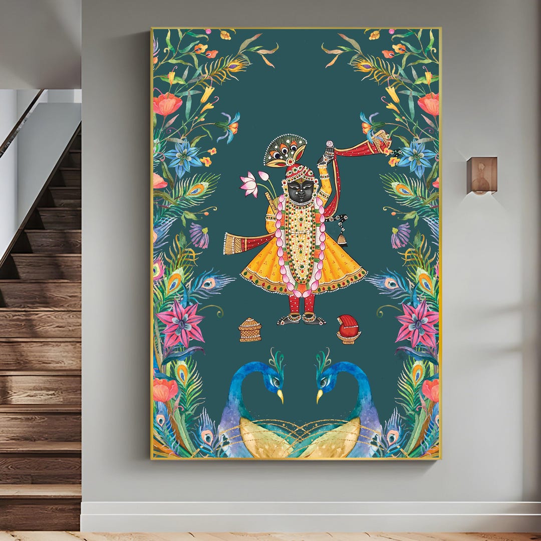 Lord Krishna Pichwai Canvas Art: Handdrawn Shrinath Ji Painting - Etsy