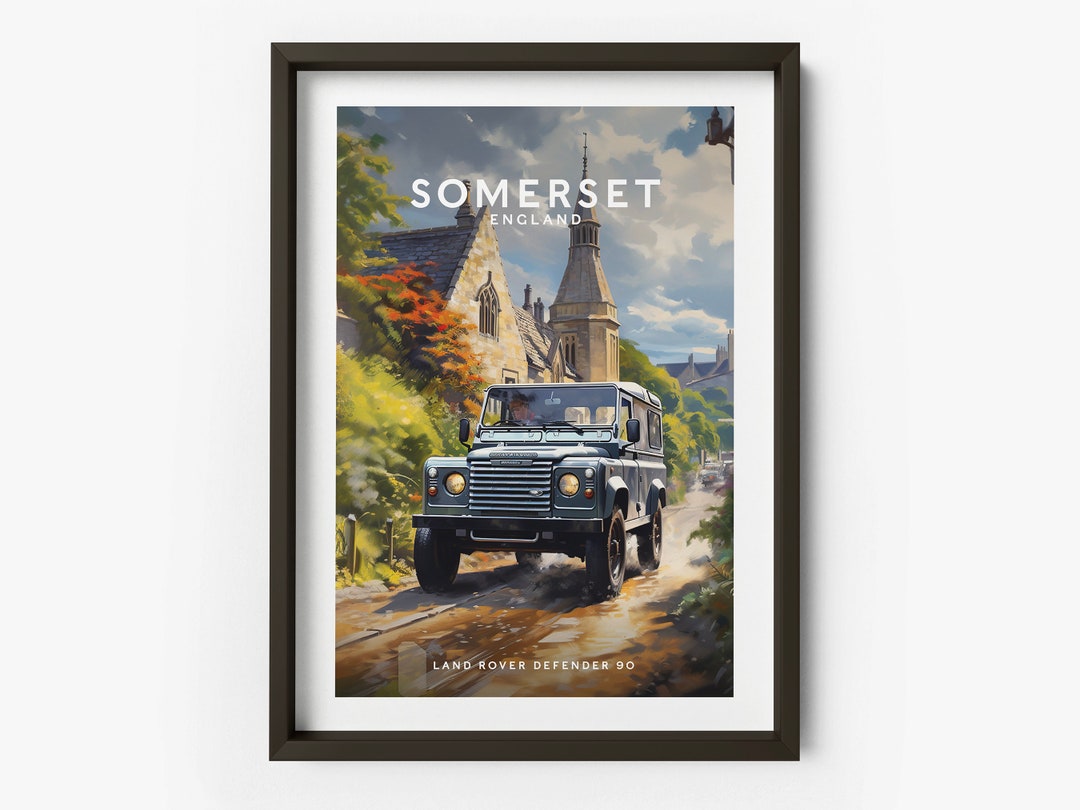 Land Rover Defender 90 in Somerset Art Print - Land Rover Poster ...