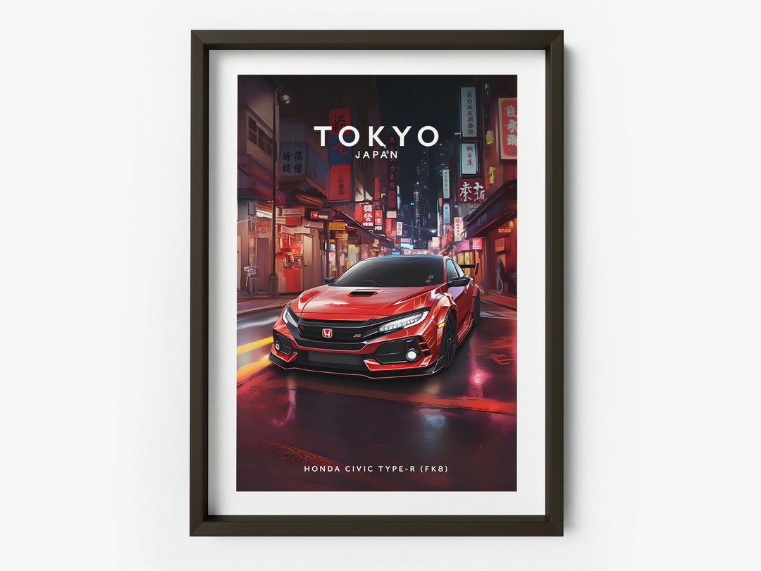 Honda Civic Type-r in Tokyo Art Print - Honda Civic Type R FK8, Type R ...
