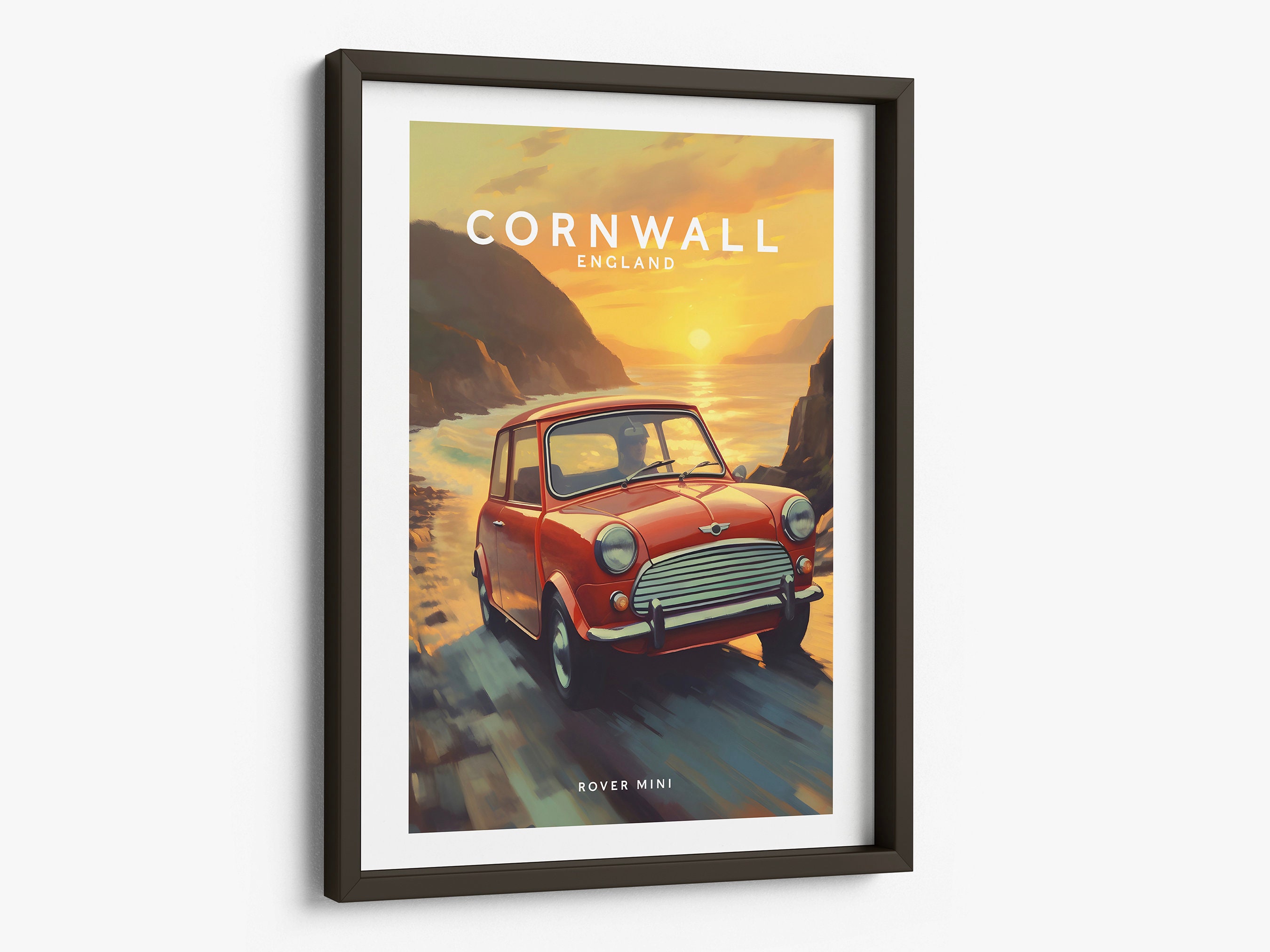 Mini Cooper in Cornwall Art Print - Classic Mini Poster, Mini Cooper ...