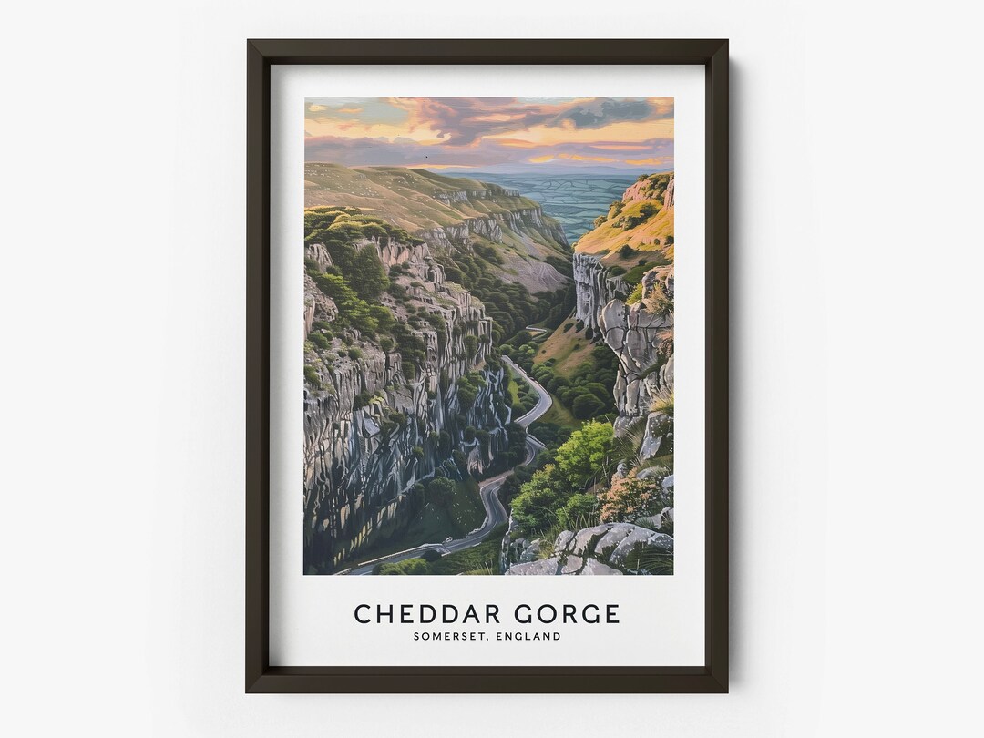 Cheddar Gorge Art Print - Somerset Print, Location Print, Cheddar Gorge ...