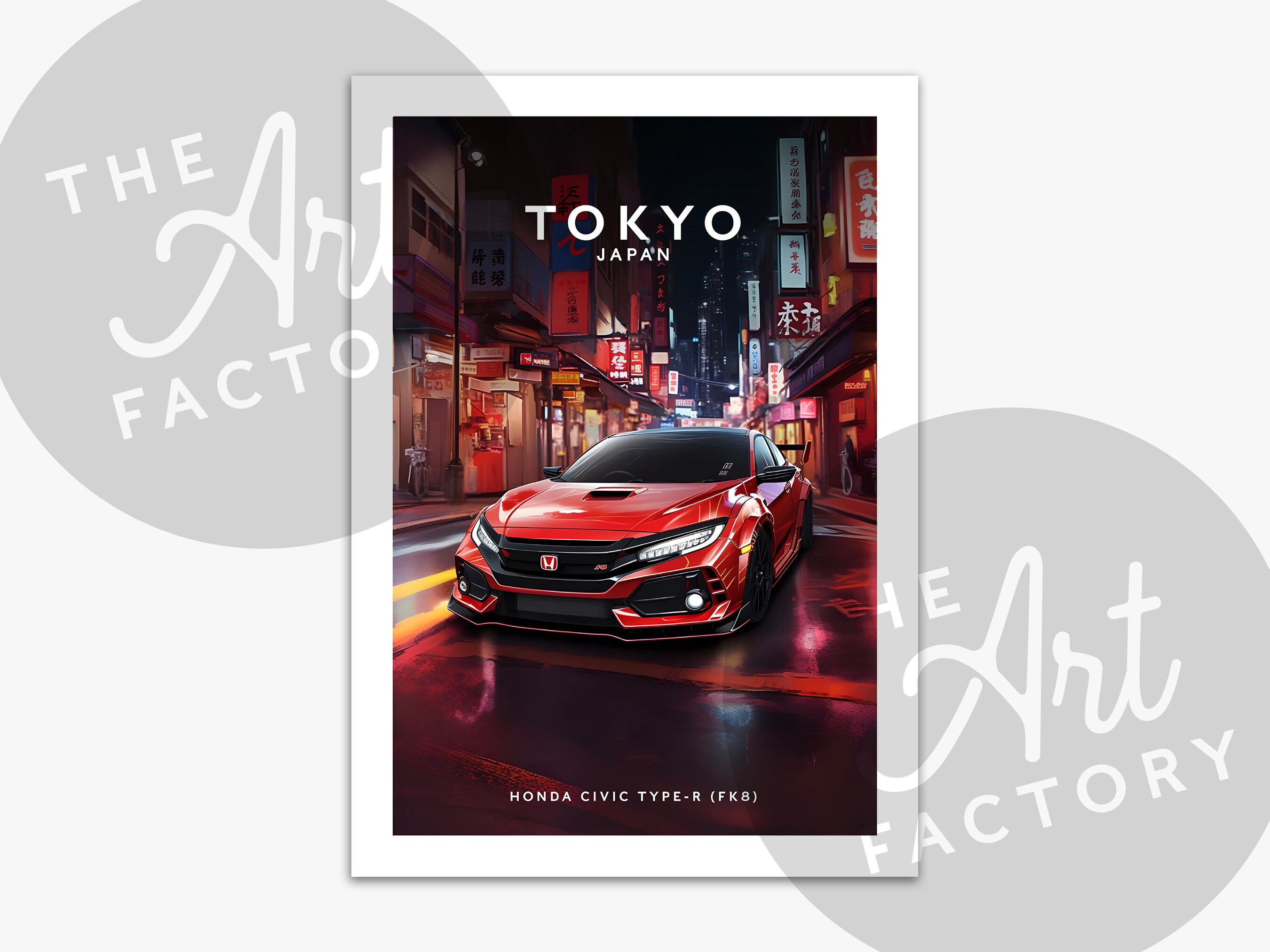 Honda Civic Type-r in Tokyo Art Print - Honda Civic Type R FK8, Type R ...