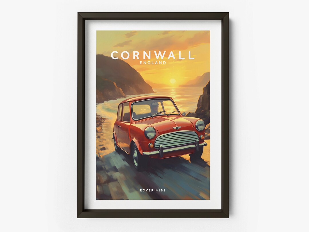 Mini Cooper in Cornwall Art Print - Classic Mini Poster, Mini Cooper ...