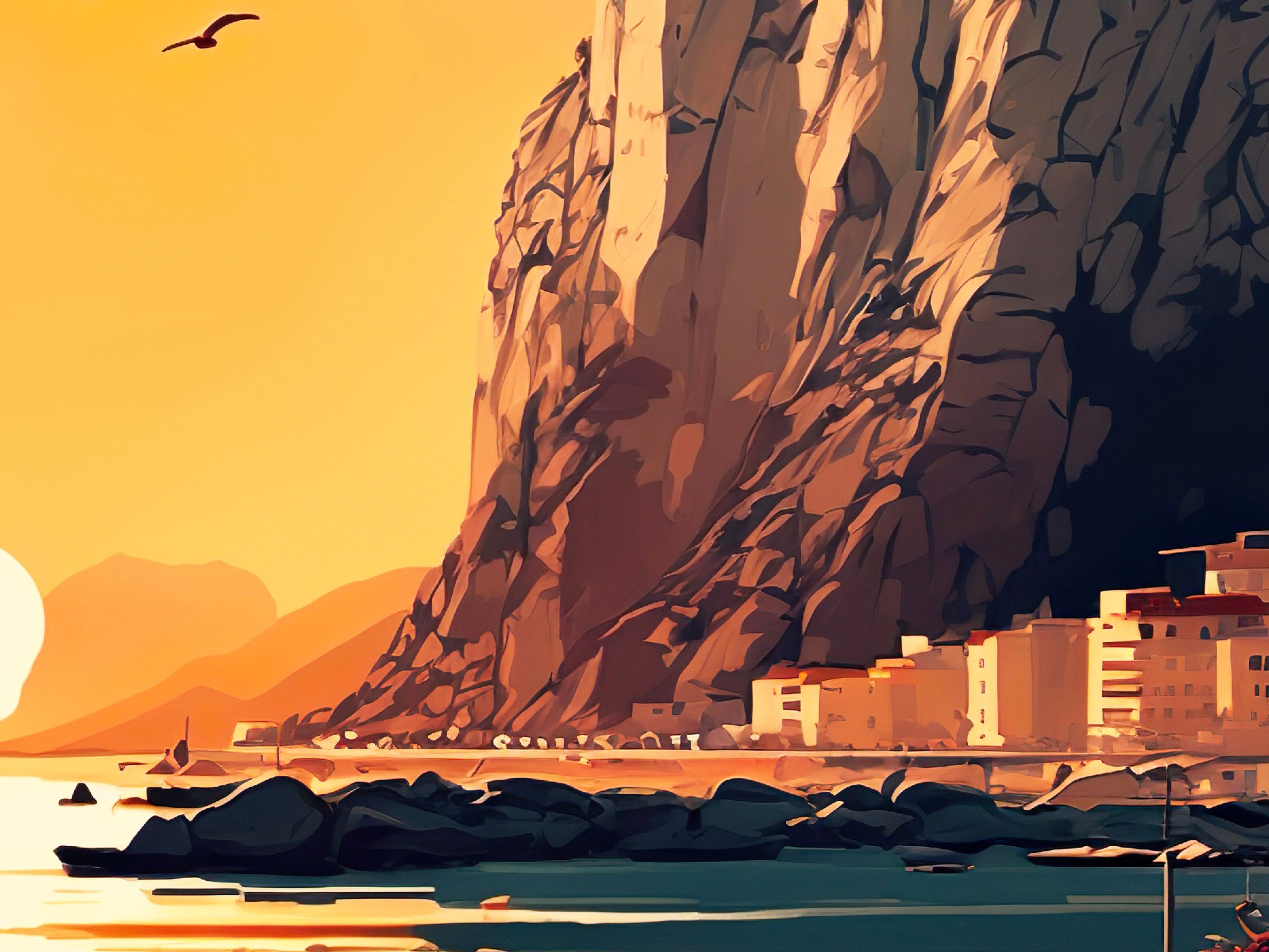 Rock of Gibraltar Art Print Gibraltar Poster, Gibraltar Art Print ...