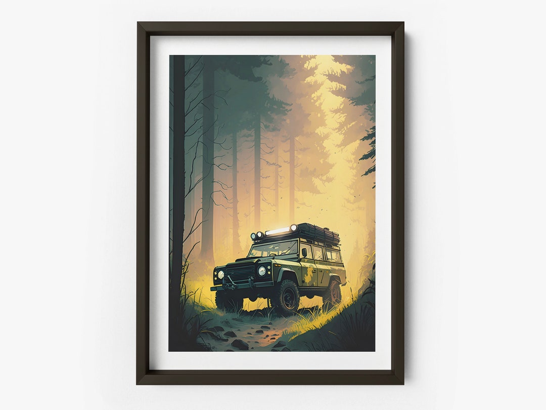 Vintage Land Rover Defender Art Print - Retro Off-road Car Wall Decor ...