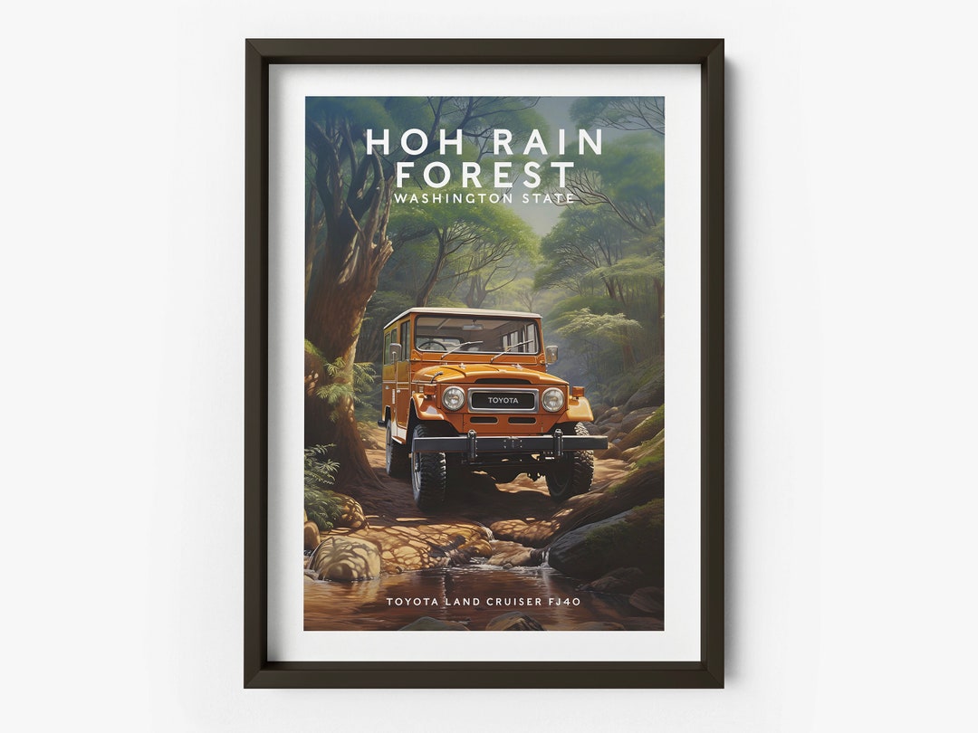 Toyota Land Cruiser FJ40 in Hoh Rain Forest Art Print - Land Cruiser ...