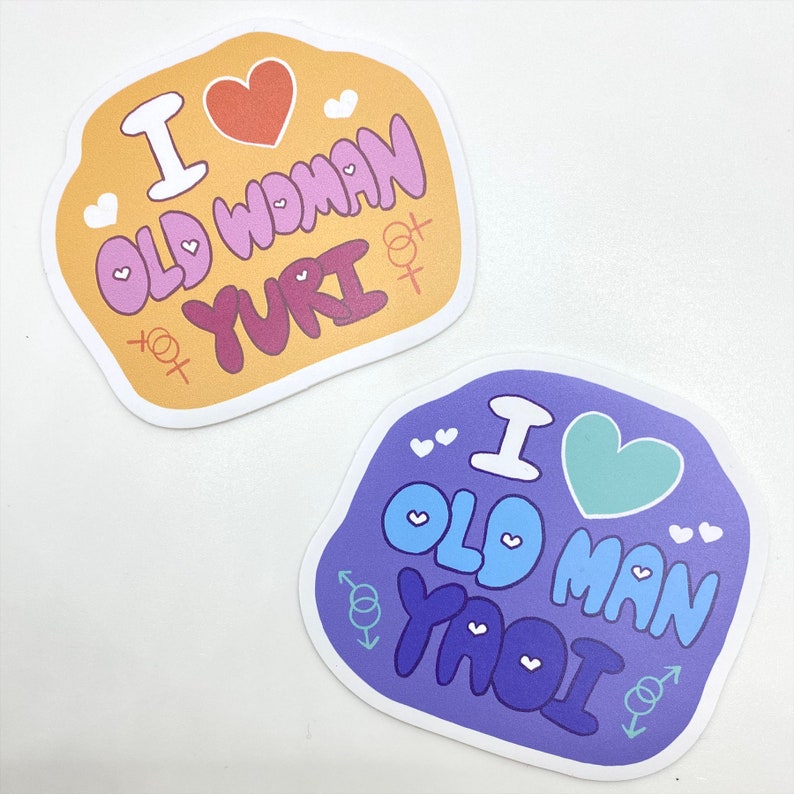 I Love Old Man Yaoi Old Woman Yuri Stickers - Etsy