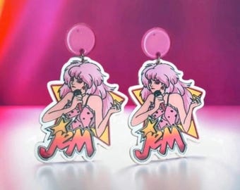 Jem and the Holograms Inspired Laser Cut Acrylic Mirror Pink Earrings ...