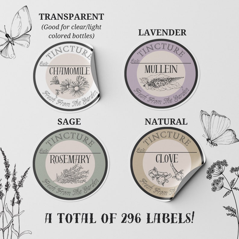 296 TINCTURE LABELS for Droppers and Ball Jars DIGITAL Download - Etsy