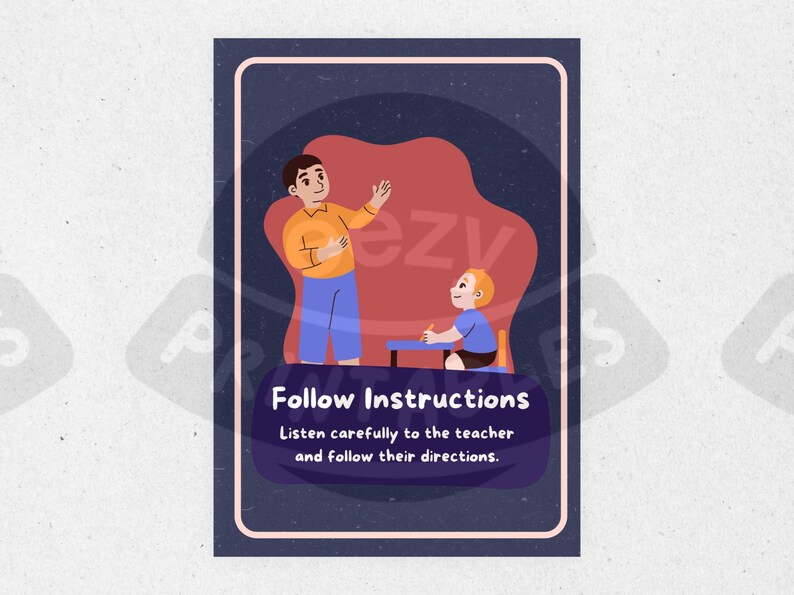 Classroom Rules Printable Set of 6, Classroom Sign, School Print ...