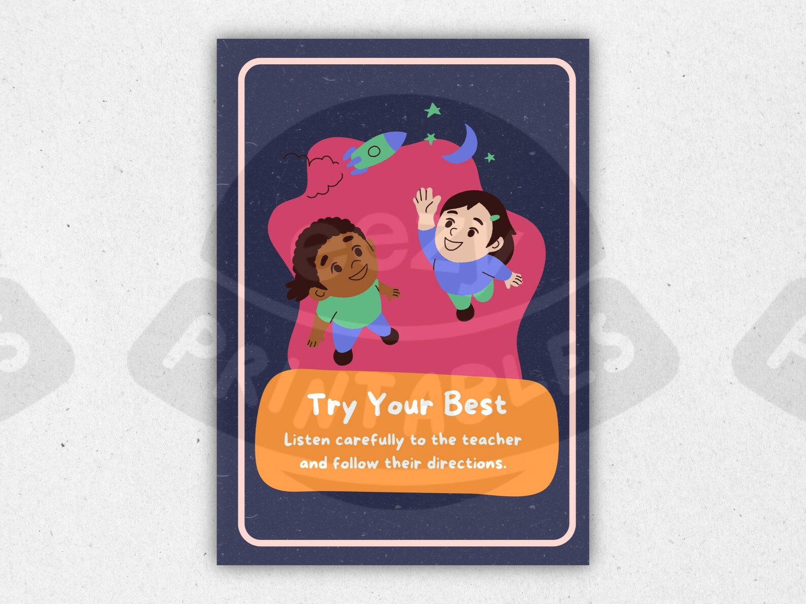 Classroom Rules Printable Set of 6, Classroom Sign, School Print ...