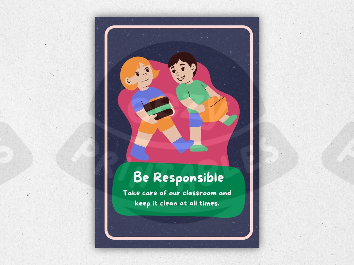 Classroom Rules Printable Set of 6, Classroom Sign, School Print ...