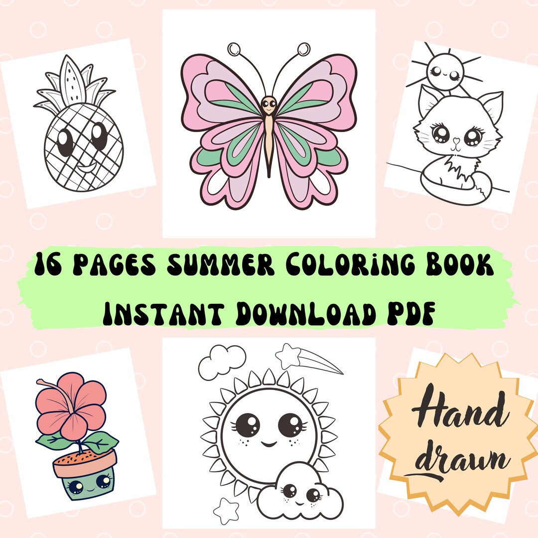Summer Instant Download Coloring Pages, Bold Lines Flower Print, Easy ...
