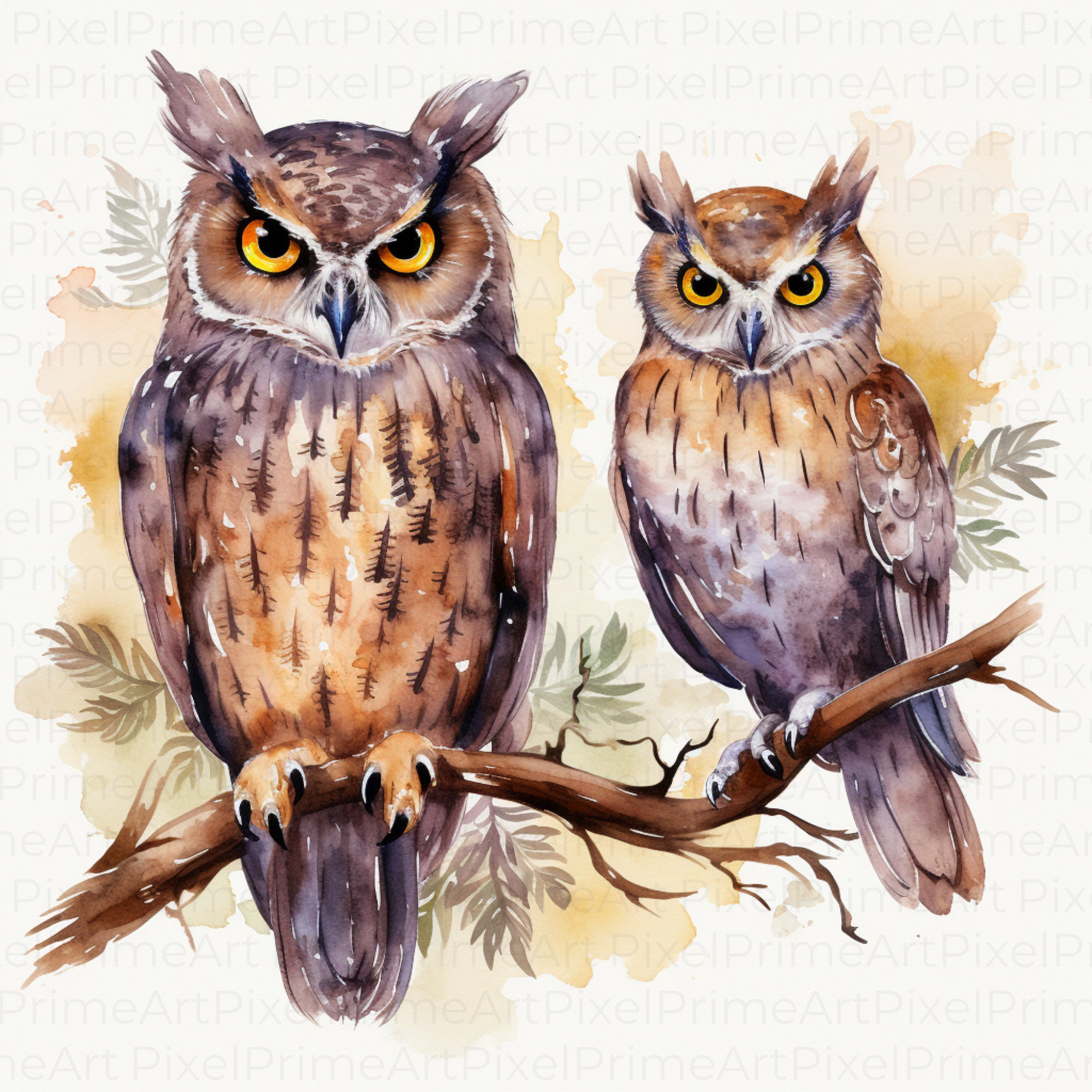 Watercolor Owl Clipart, Printable Watercolor Clipart, Owl Clipart, High ...