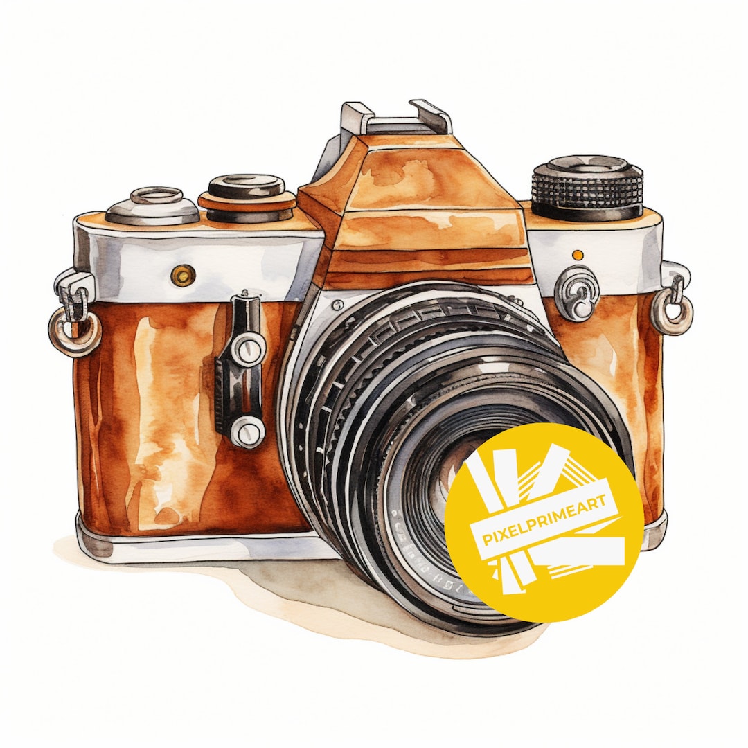 Vintage Camera Watercolor Clipart, Printable Watercolor Clipart ...