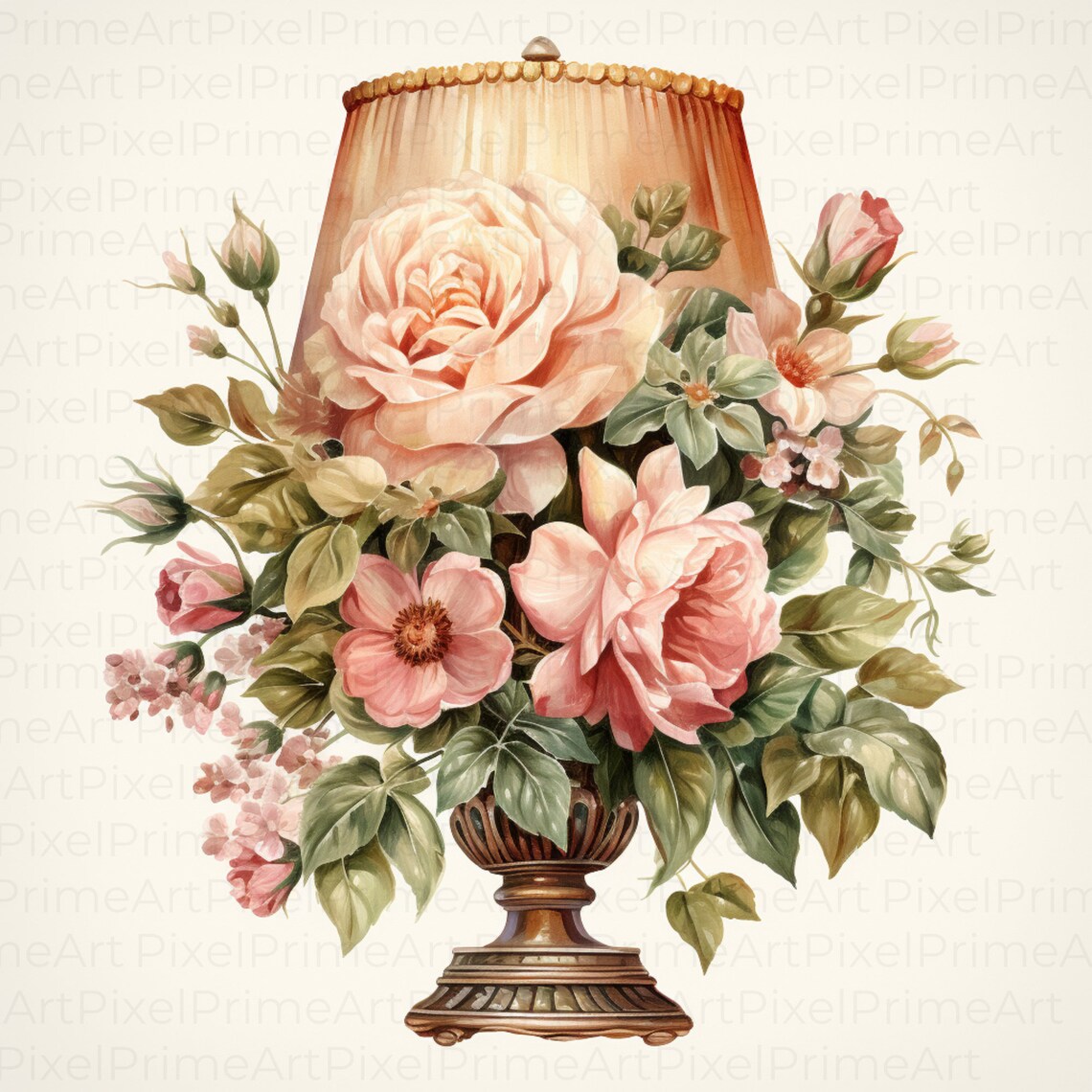 6 Watercolor Floral Lamp Clipart, Printable Watercolor Clipart, High ...