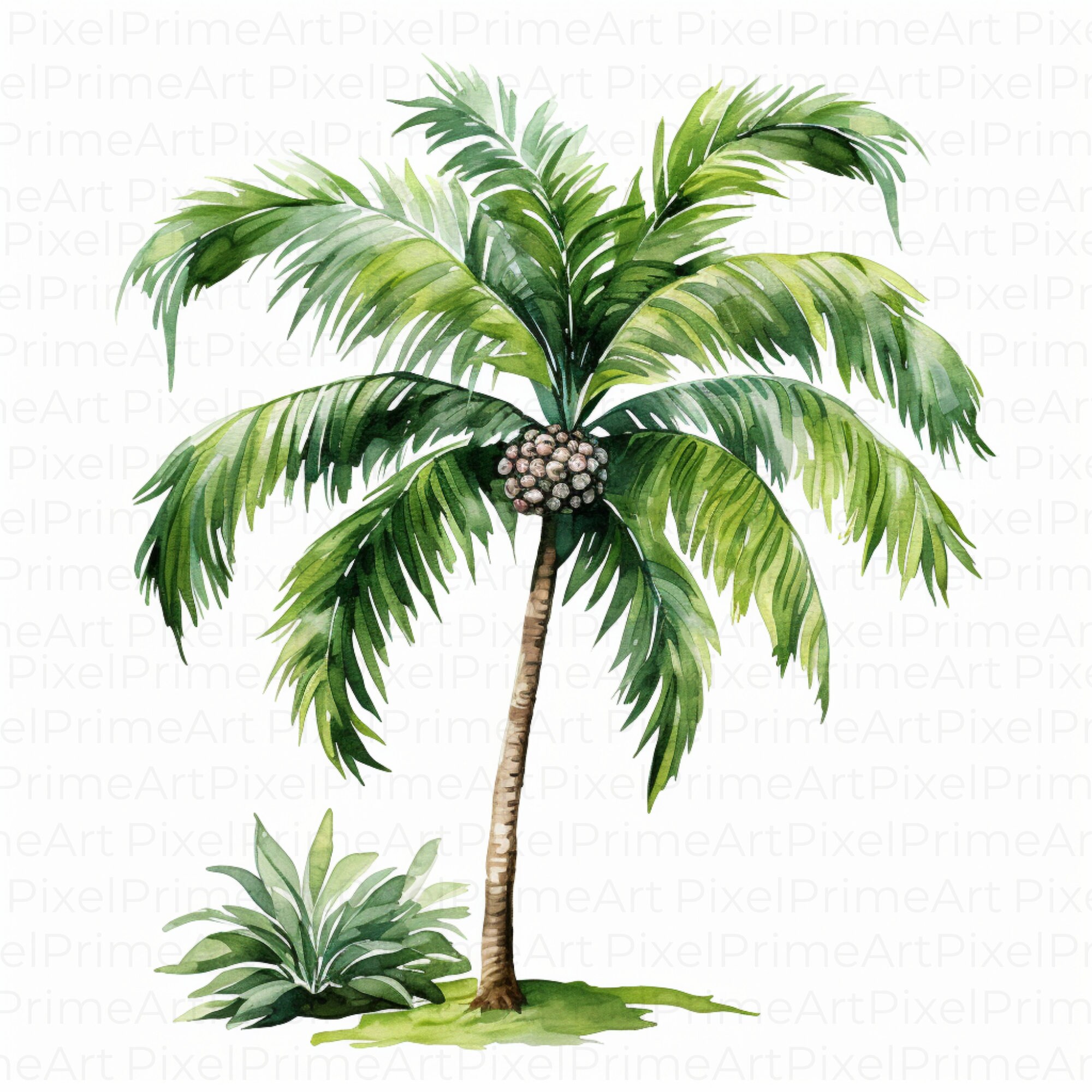 Watercolor Palm Tree Clipart, Printable Watercolor Clipart, Palm Tree ...