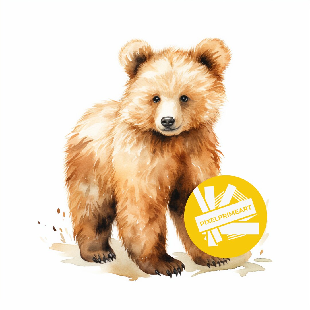 Amber Bear Watercolor Clipart, Printable Watercolor Clipart, Bear ...