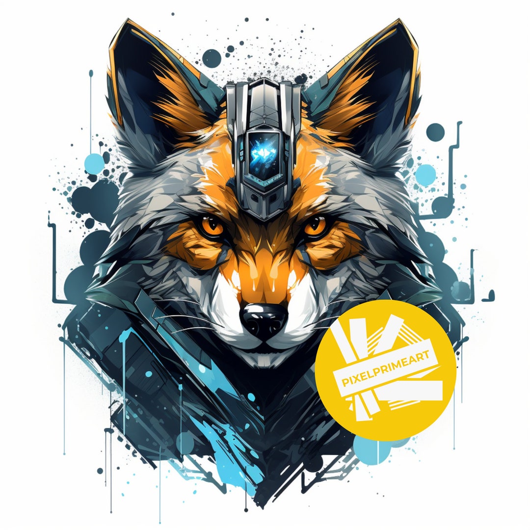 Cyberpunk Fox Clipart, Printable Clipart, Fox Clipart, High Quality PNG ...