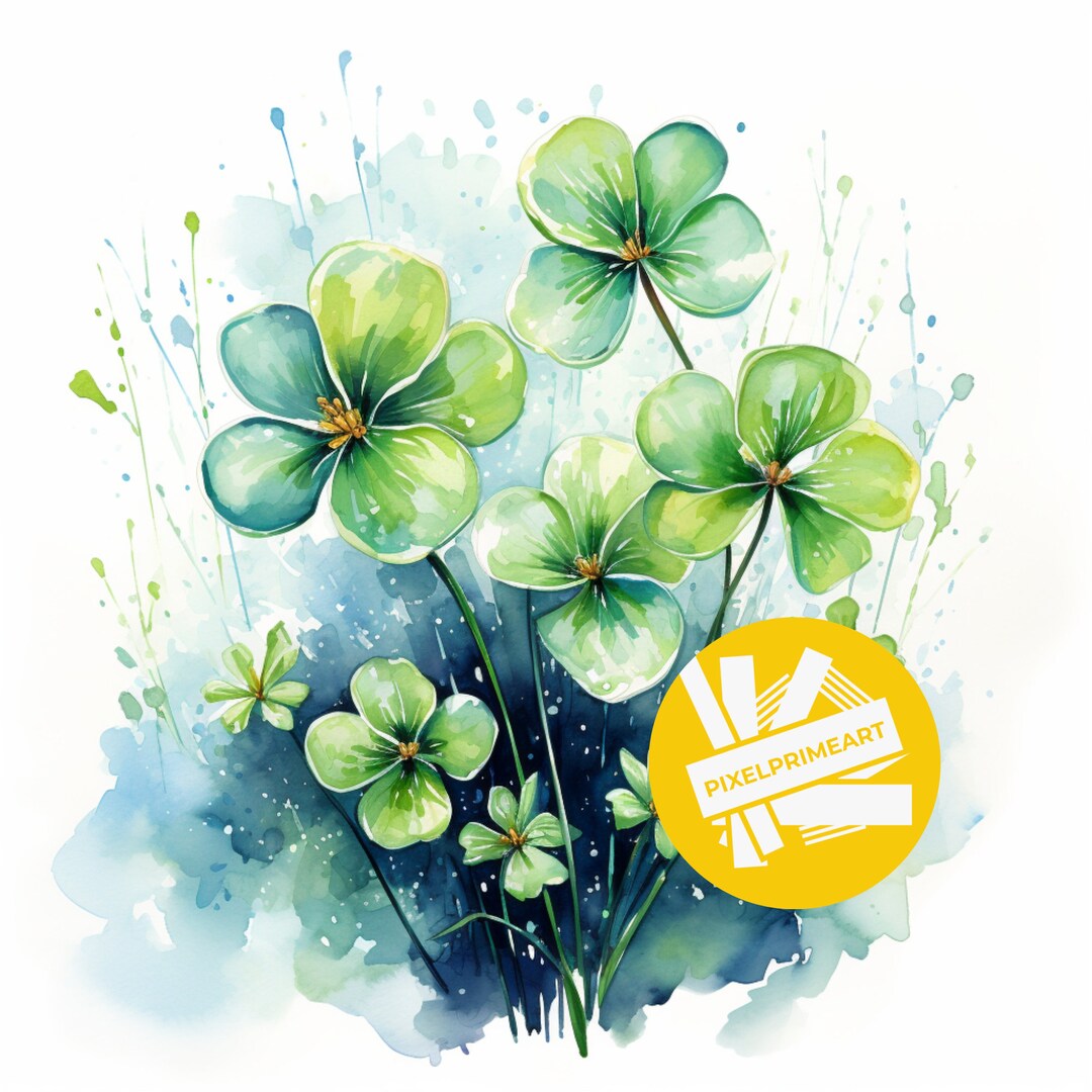 Watercolor Shamrock Clipart, Printable Watercolor Clipart, Shamrock ...