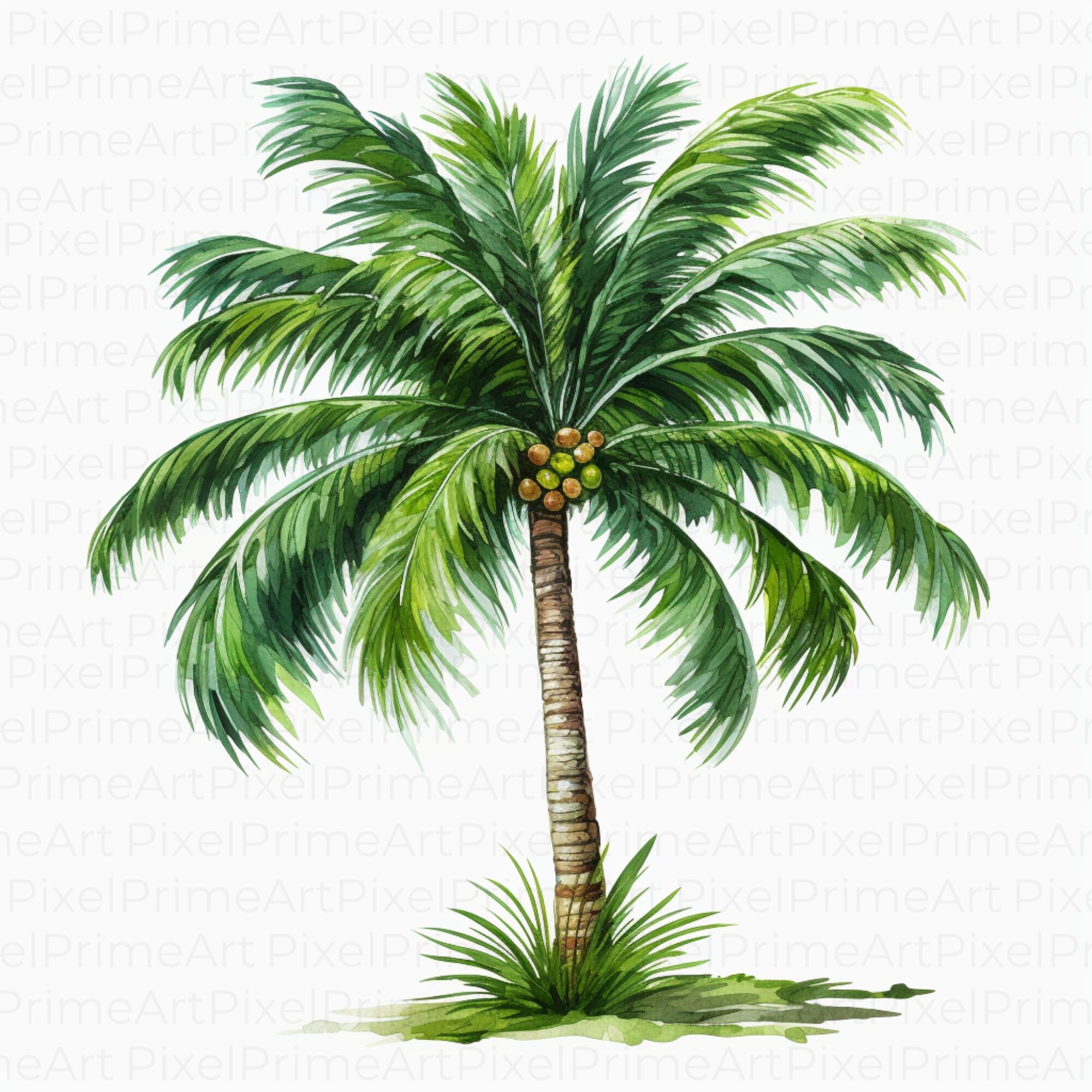 Watercolor Palm Tree Clipart, Printable Watercolor Clipart, Palm Tree ...
