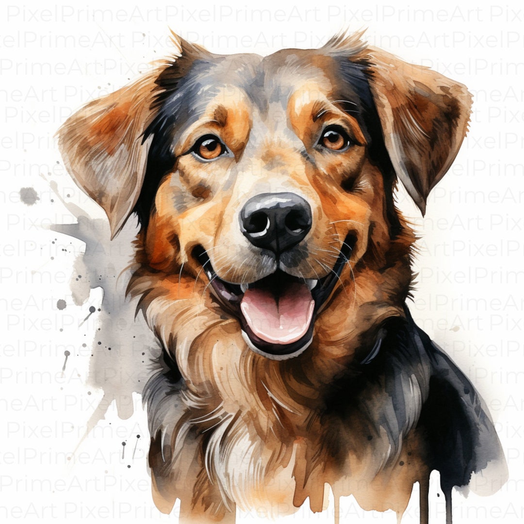 Watercolor Dog Clipart, Printable Watercolor Clipart, Dog Clipart, High ...