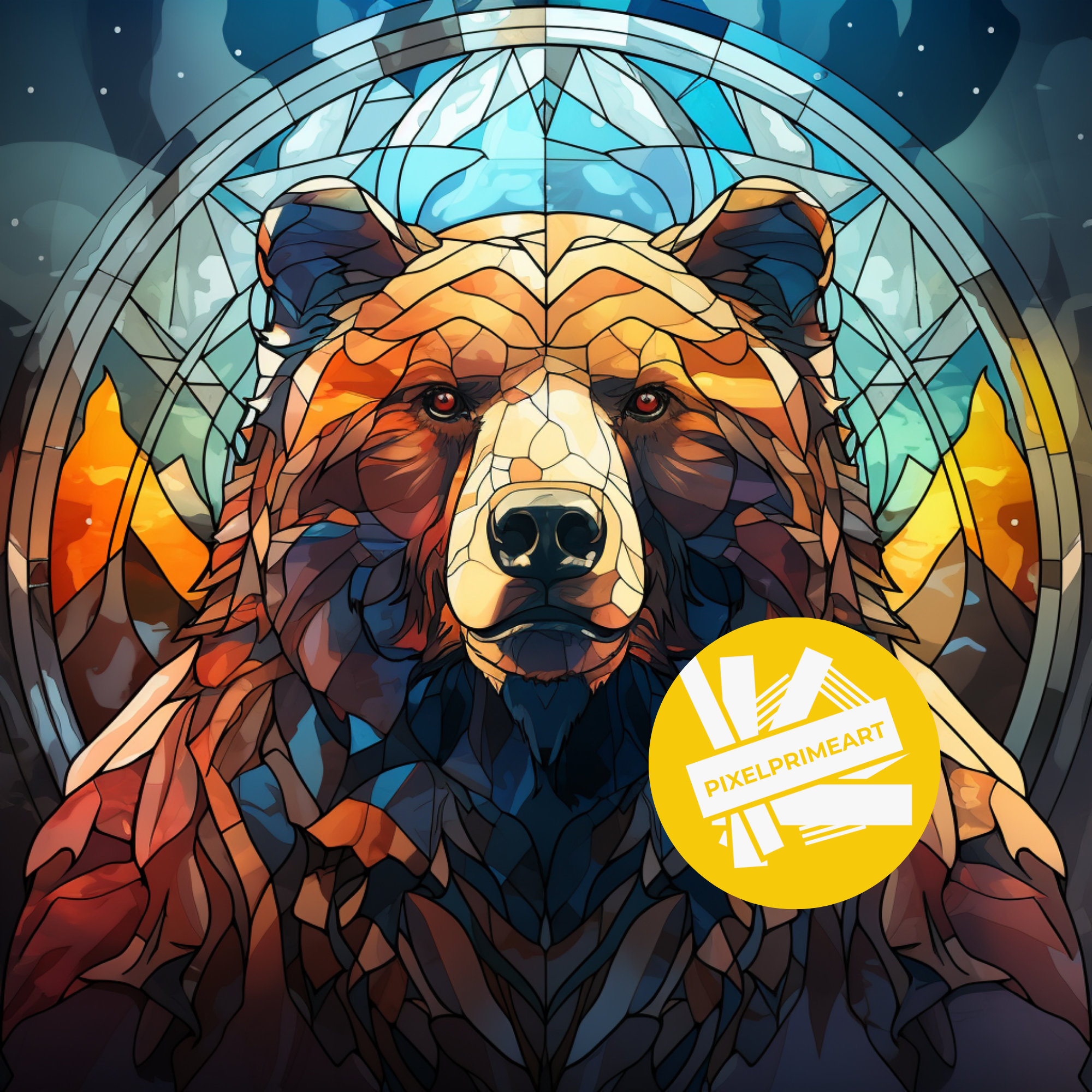Bear Stained Glass Design, Printable Stained Glass Clipart, Bear ...