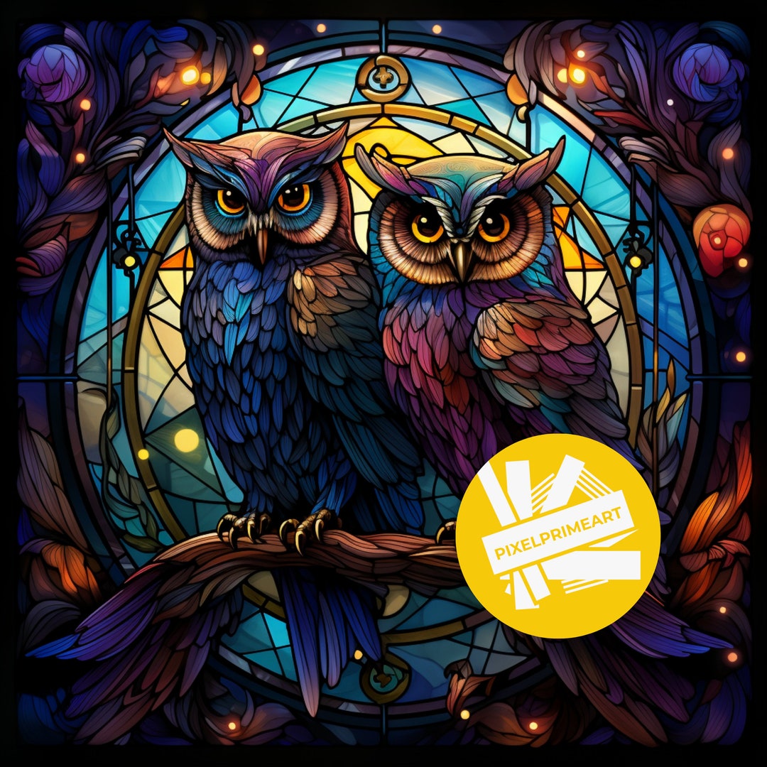 Spectral Owls Clipart, Printable Stained Glass Clipart, Owl Clipart ...