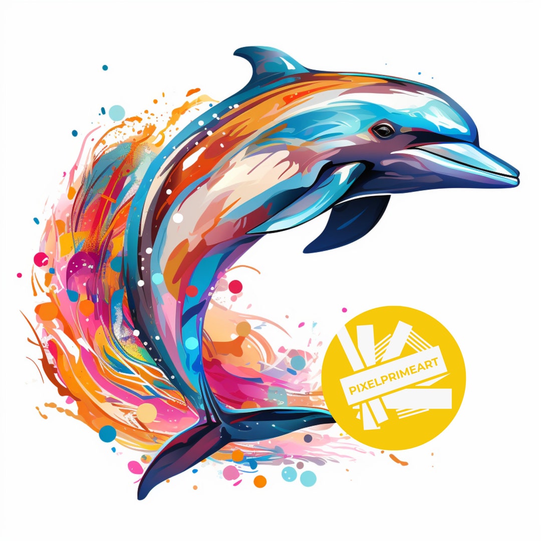 Pop Art Dolphin Clipart, Printable Clipart, Dolphin Clipart, High ...