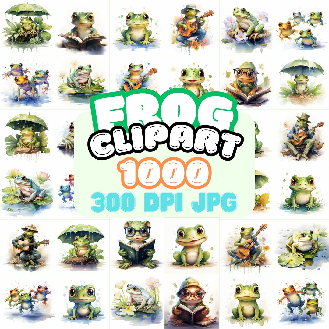 1000 Watercolor Frog Clipart, Printable Watercolor Clipart, Frog ...
