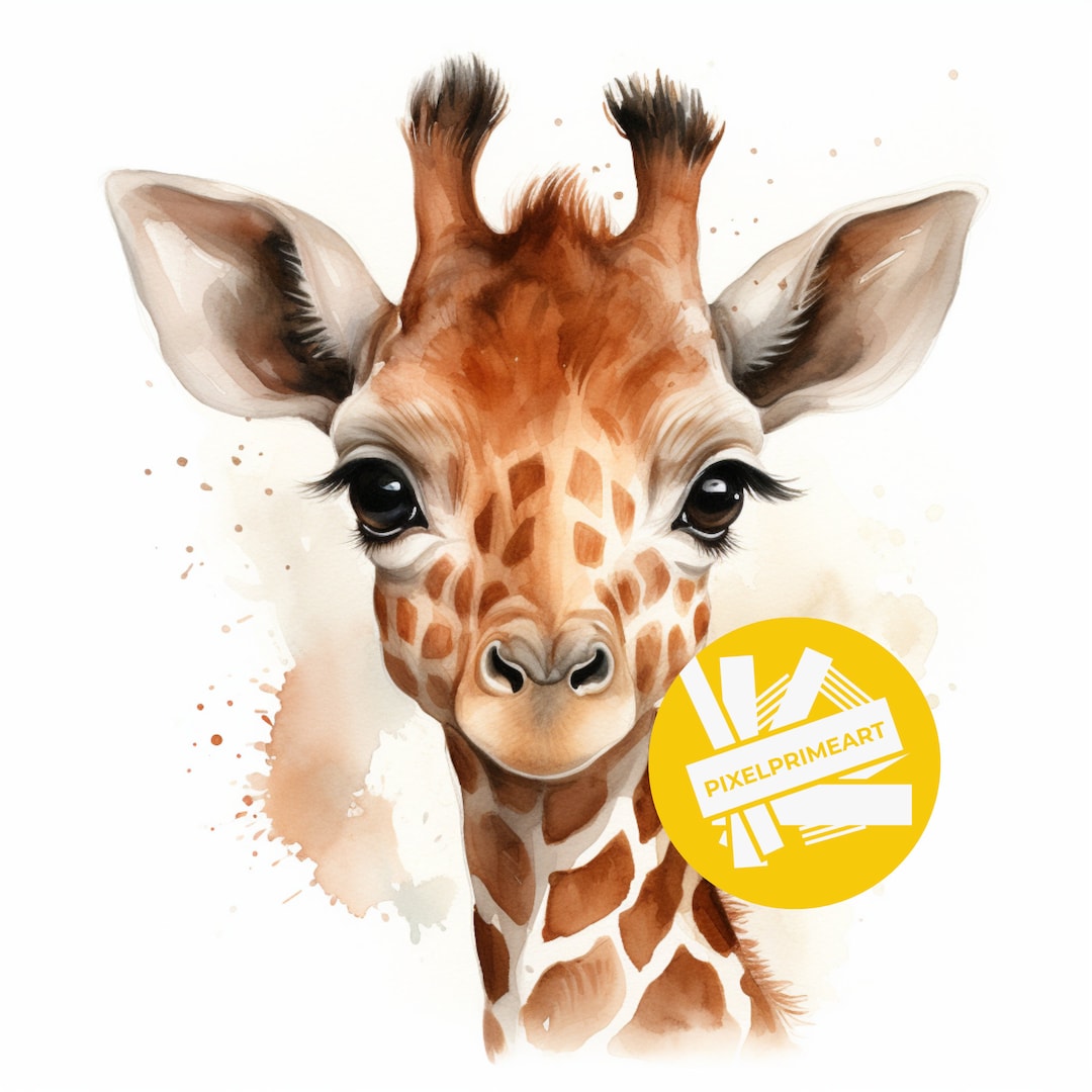 Baby Giraffe Watercolor Clipart, Printable Watercolor Clipart, Giraffe ...