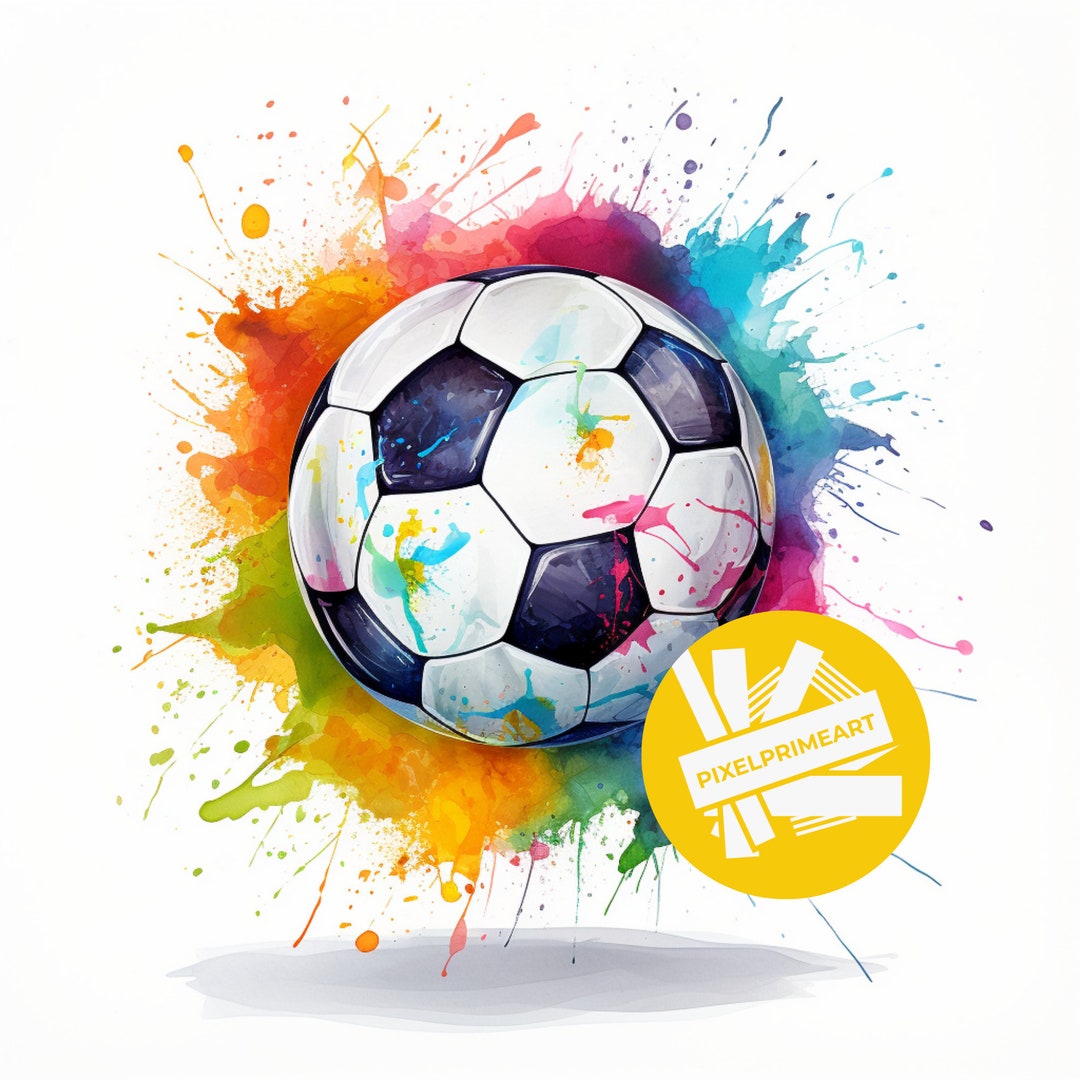 12 Watercolor Soccer Ball Clipart, Printable Watercolor Clipart, Soccer ...