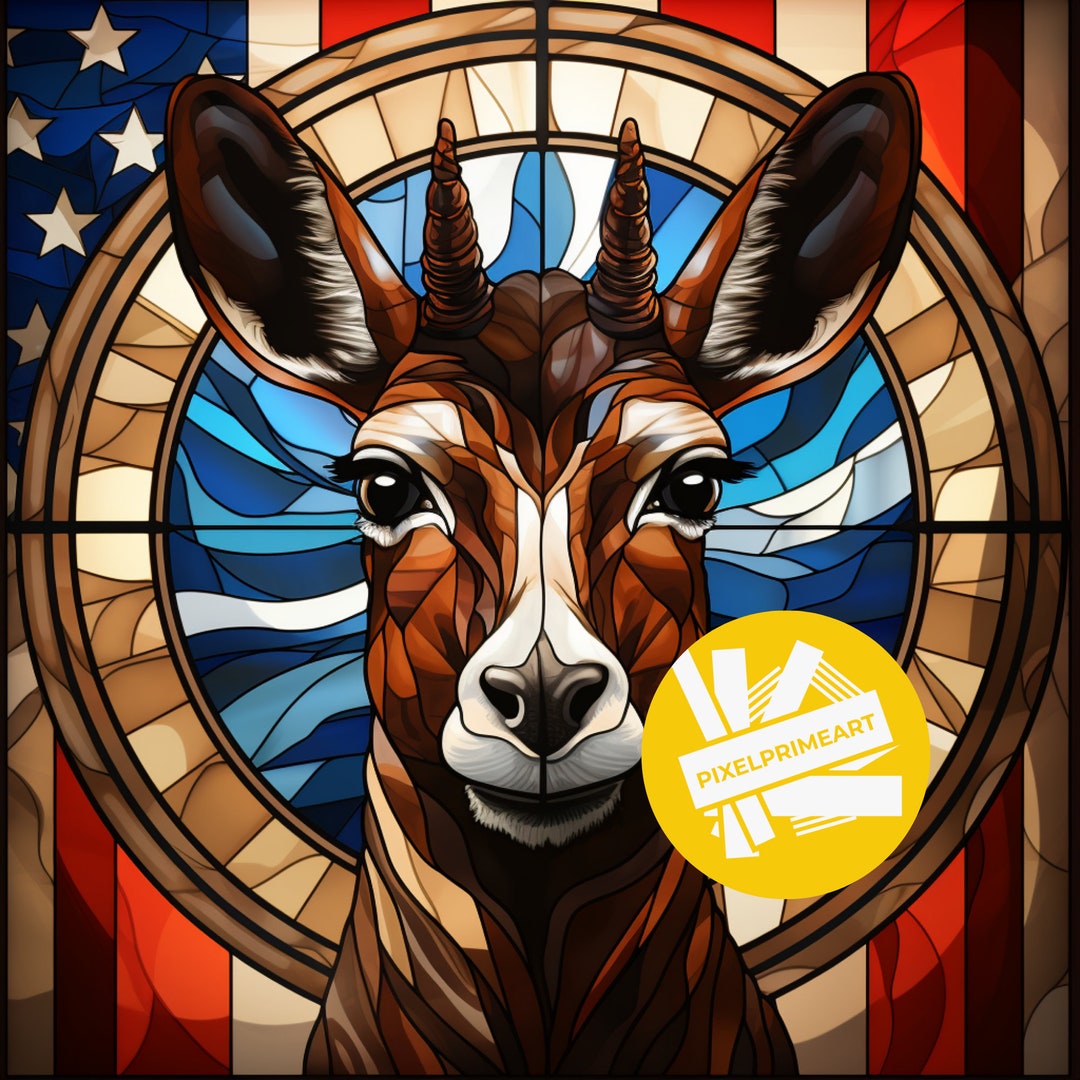 Okapi USA Flag Clipart, Printable Stained Glass Clipart, USA Flag ...