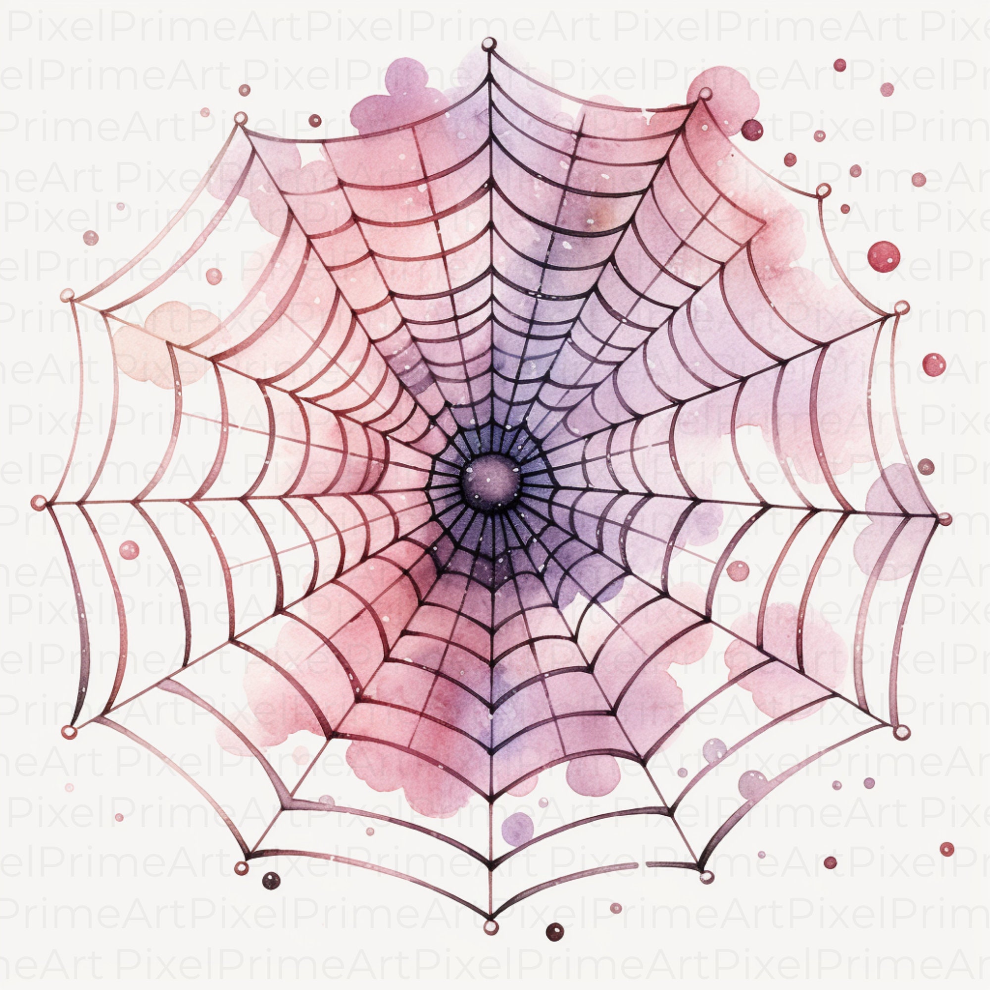 Watercolor Spider Web Clipart, Printable Watercolor Clipart, Spider ...