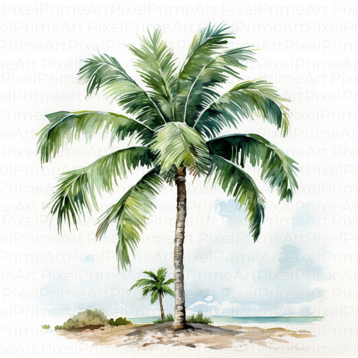 Watercolor Palm Tree Clipart, Printable Watercolor Clipart, Palm Tree ...