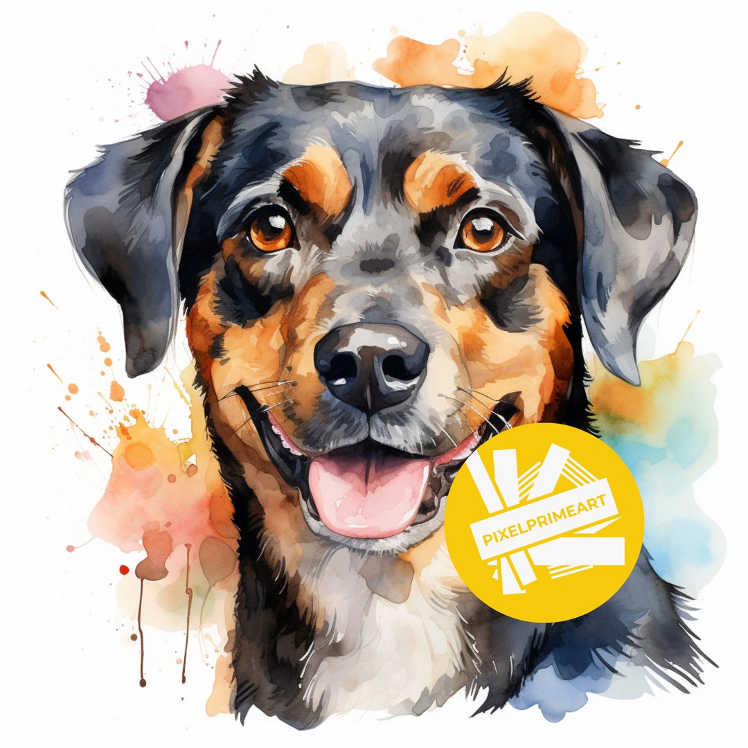 Cartoon Dog Watercolor Clipart, Printable Watercolor Clipart, Dog ...