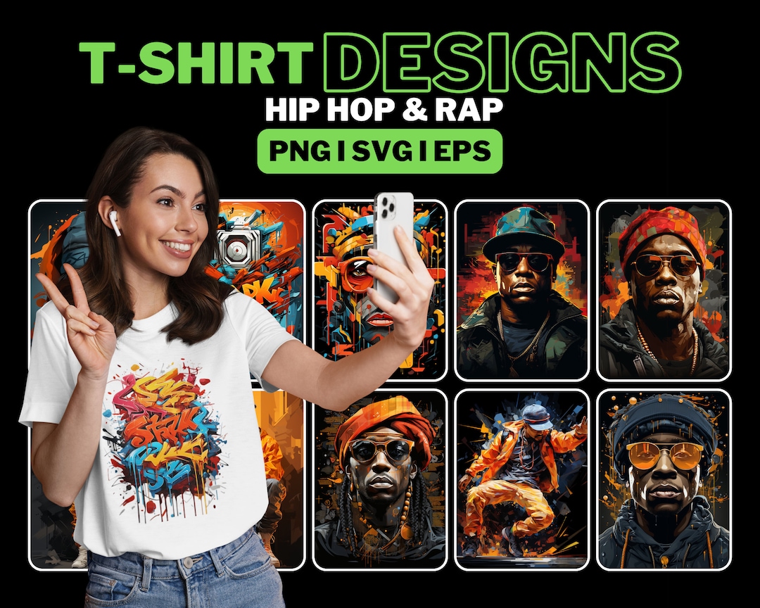 Hip Hop T-shirt Design Pack, Urban Music-inspired Graphics, Rap Culture ...