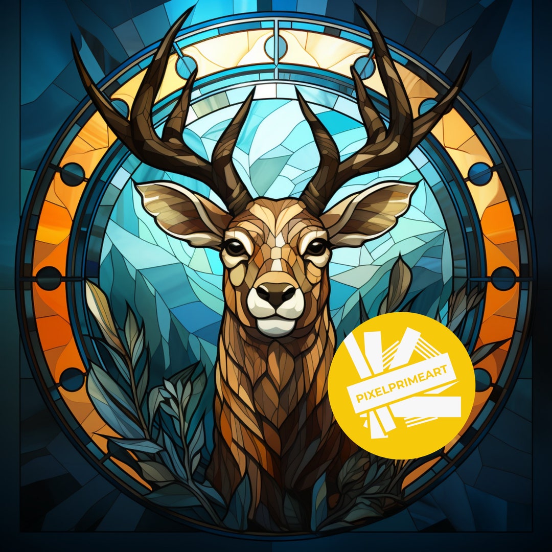 Antelope Stained Glass Design, Printable Stained Glass Clipart ...