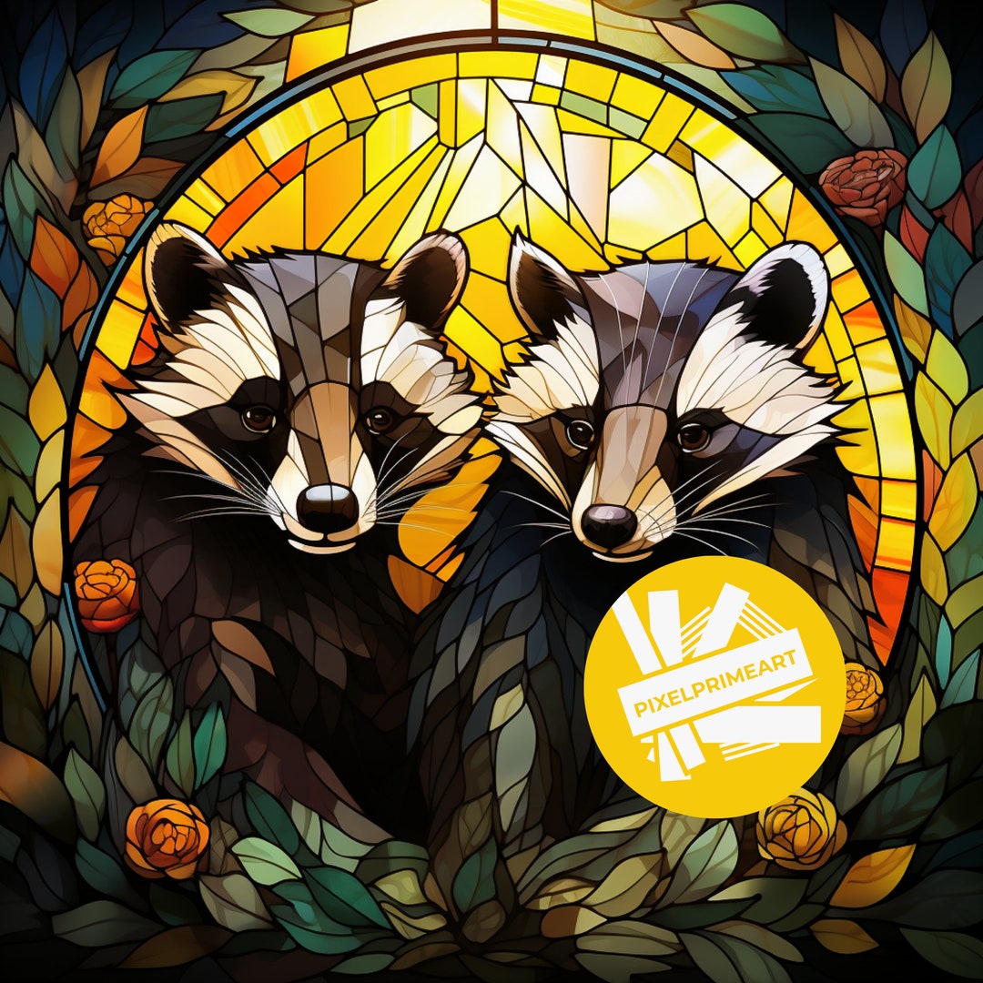 Forest Badgers Clipart, Printable Stained Glass Clipart, Badger Clipart ...