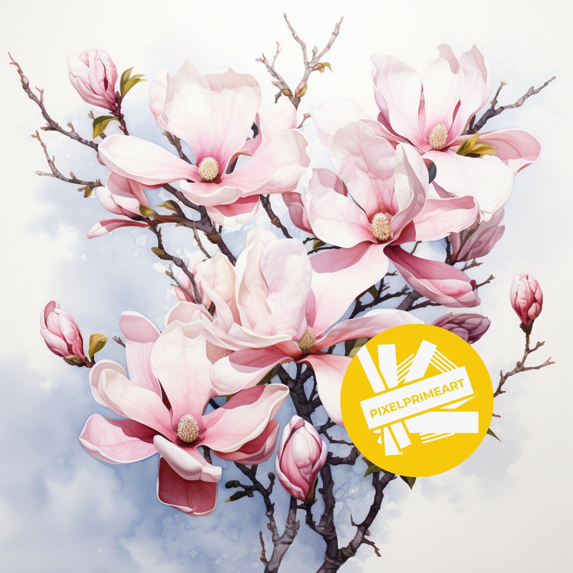 Magnolia Majesty Clipart, Printable Watercolor Clipart, Flower Clipart, High Quality PNG ...