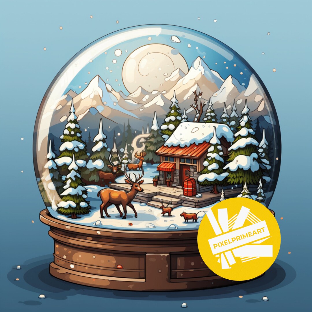 Pixel Art Snow Globe Christmas Digital Design Nostalgic - Etsy