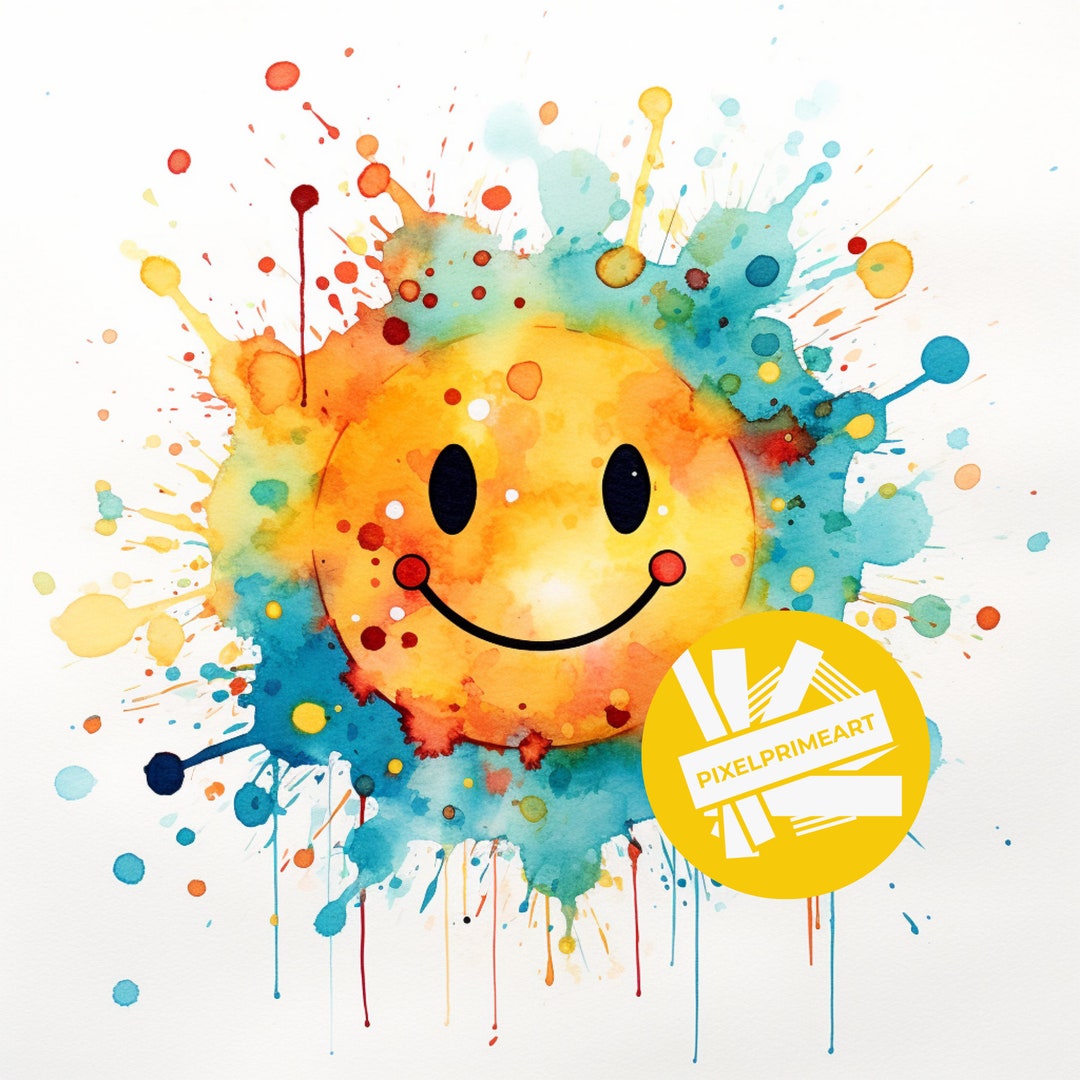 Watercolor Smiley Clipart, Printable Watercolor Clipart, Smiley Clipart ...