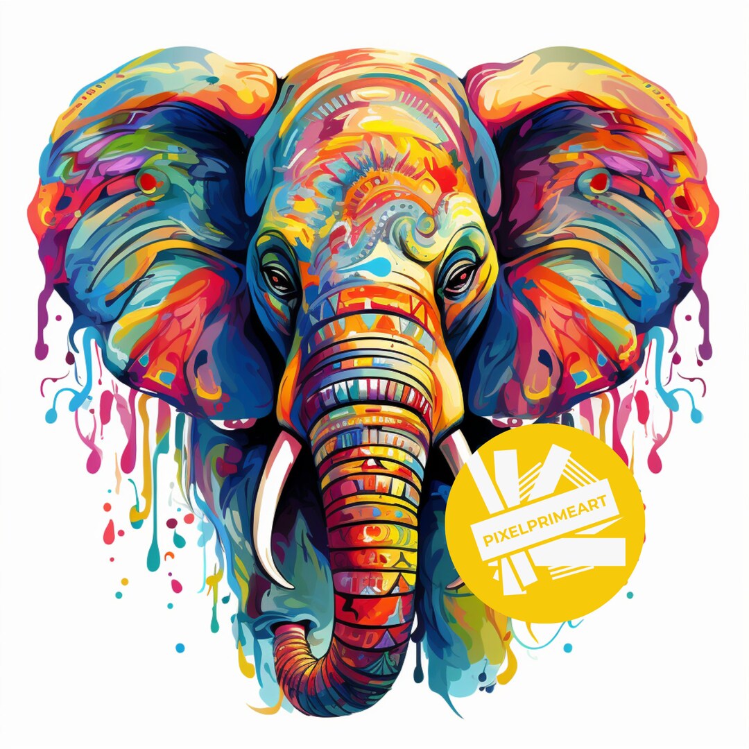 Colorful Elephant Clipart, Printable Clipart, Elephant Clipart, High ...