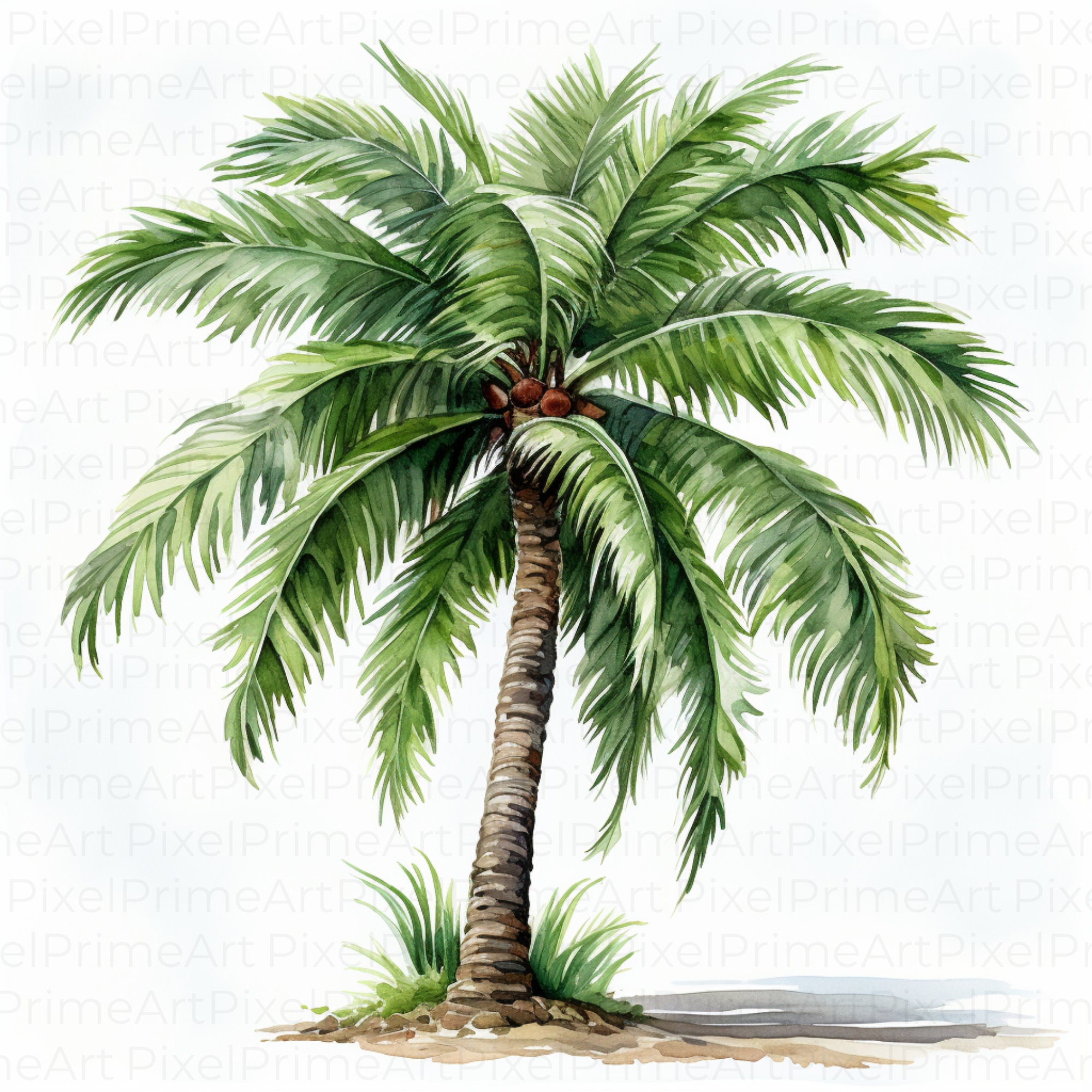 Watercolor Palm Tree Clipart, Printable Watercolor Clipart, Palm Tree ...