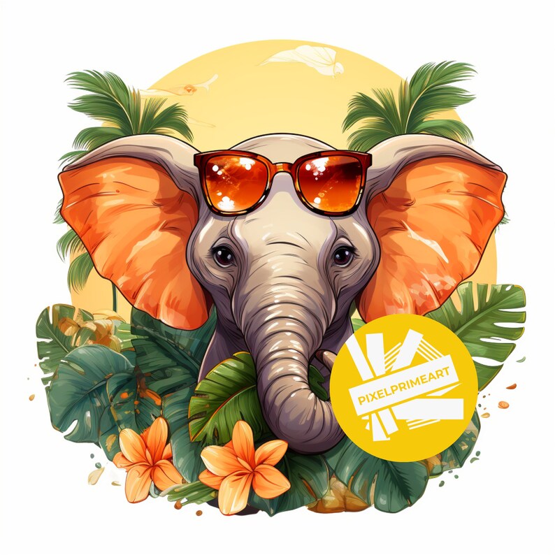 Summer Elephant Clipart, Printable Clipart, Elephant Clipart, High ...