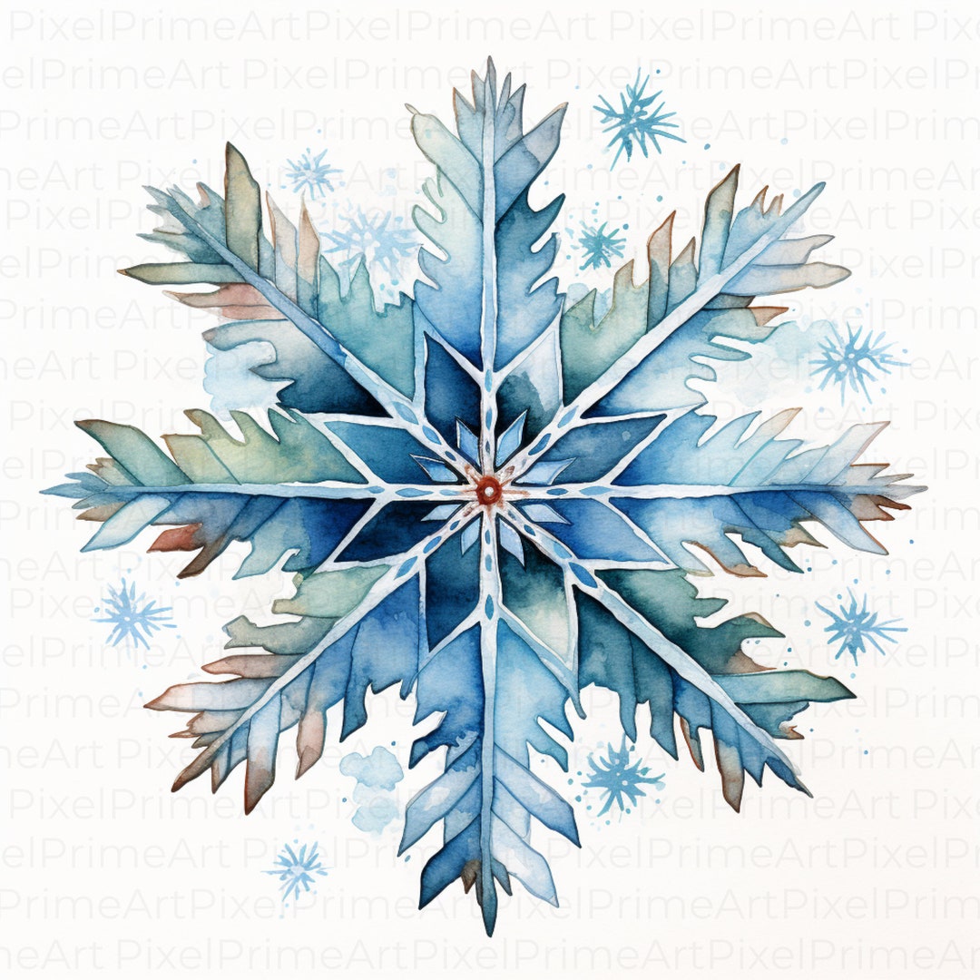 8 Watercolor Snowflake Clipart, Printable Watercolor Clipart, Snowflake ...