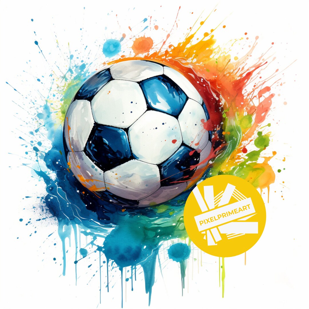 12 Watercolor Soccer Ball Clipart, Printable Watercolor Clipart, Soccer ...