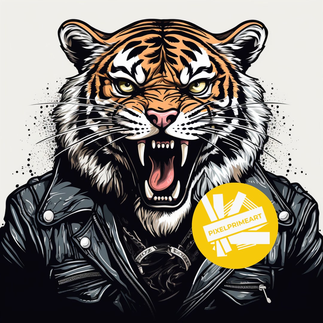 Punk Rock Tiger Clipart, Printable Clipart, Tiger Clipart, High Quality ...