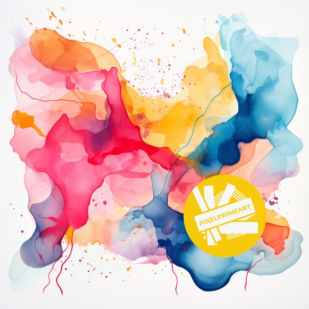 Colorful Abstract Watercolor Shapes Clipart, Printable Watercolor ...